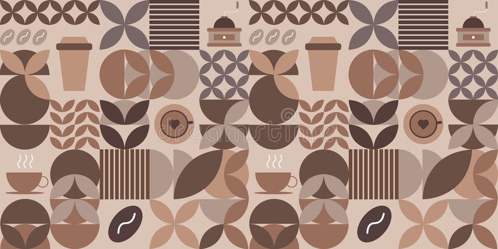 Geometric Seamless Pattern with Coffee Design. Modern Abstract ...
