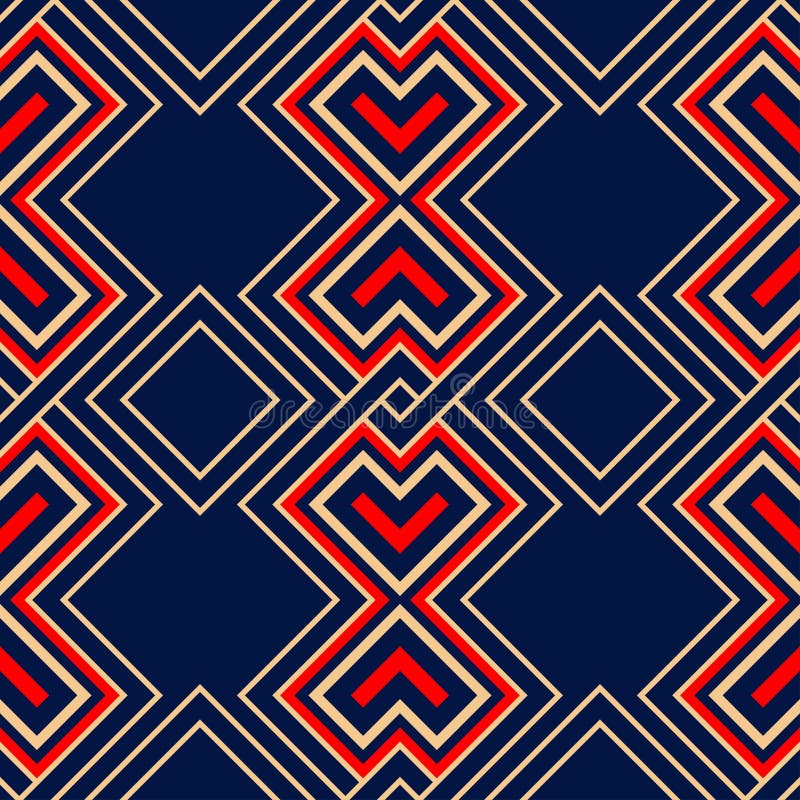 Geometric Seamless Pattern. Colored Red and Blue Background Stock ...