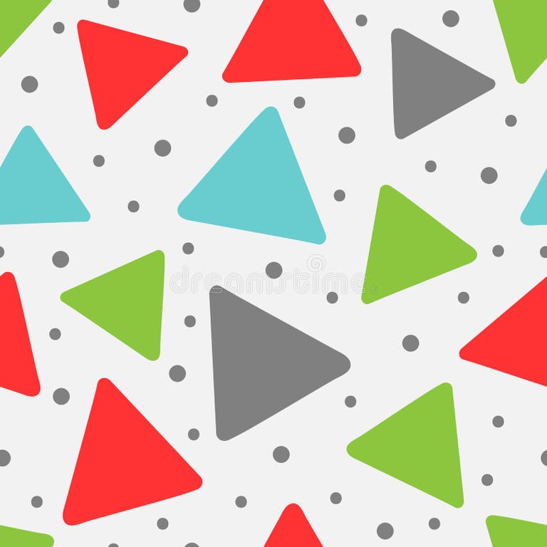 Geometric Seamless Pattern with Colored Triangles and Round Dots. Stock ...