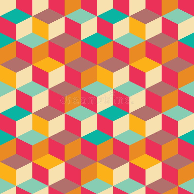 Geometric Seamless Pattern with Colorful Squares in Retro Design Stock ... Geometric Seamless Pattern with Colorful Squares in Retro Design Stock ...