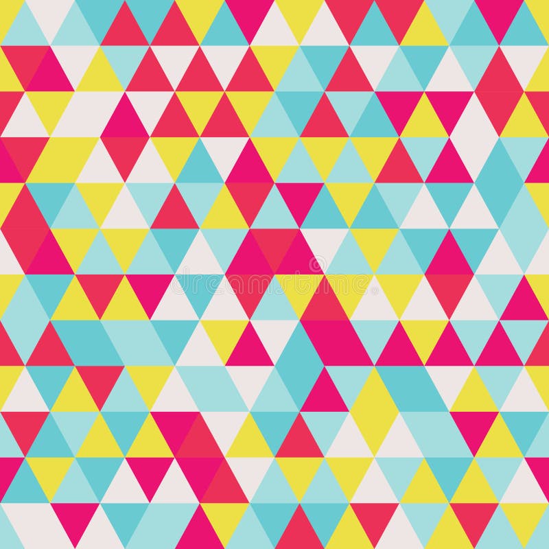 Geometric Seamless Pattern with Colorful Triangles in Retro Design ...