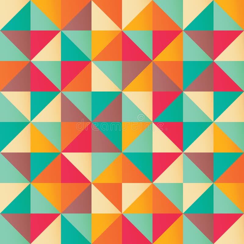 Geometric Seamless Pattern with Colorful Triangles in Retro Design ...