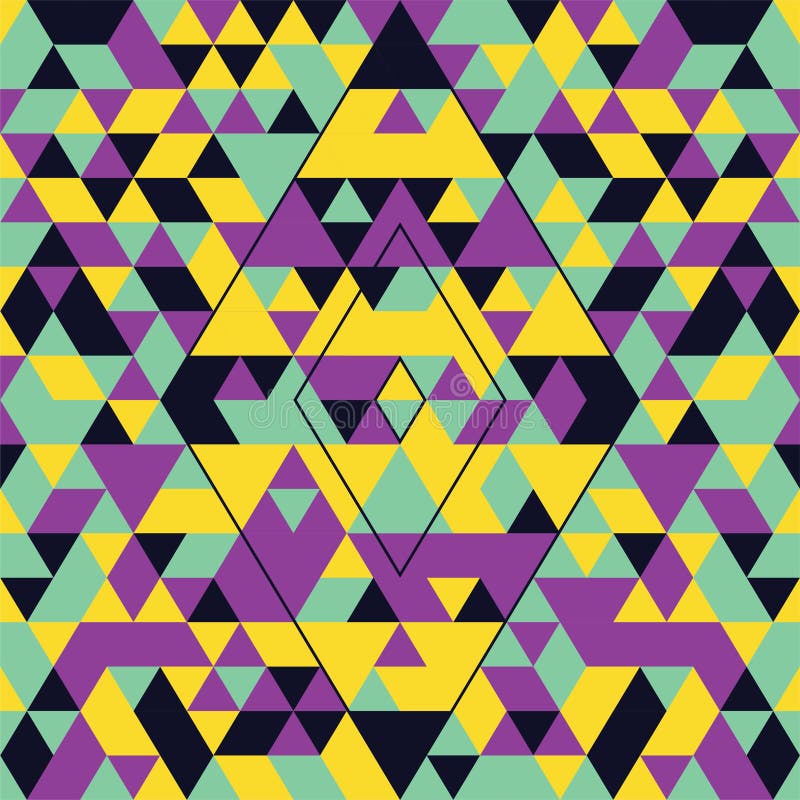 Geometric Seamless Pattern with Colorful Triangles. Turquoise, Yellow ...