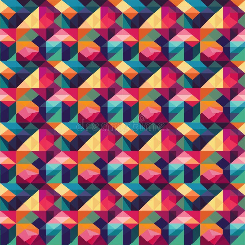Geometric Seamless Pattern Colourful Vector Stock Illustration