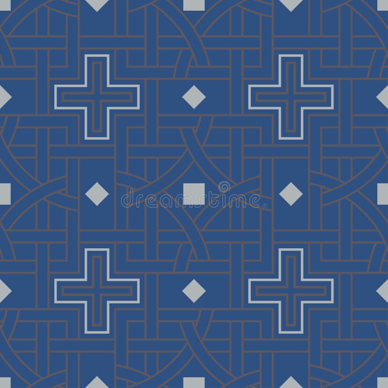 Geometric Seamless Pattern. Dark Blue Background Stock Vector ...
