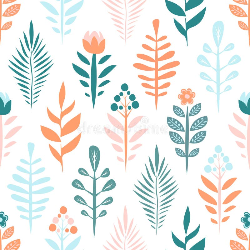 Geometric Seamless Pattern with Flower and Plant . Creative Texture for ...