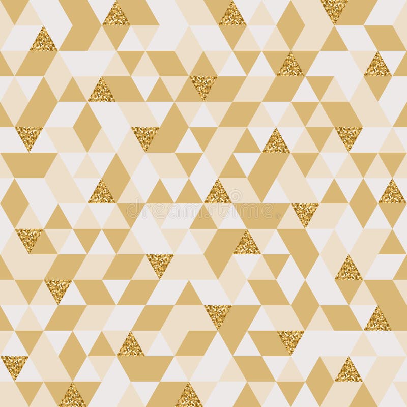 Geometric Seamless Pattern with Glitter Gold Triangles Stock Vector ...