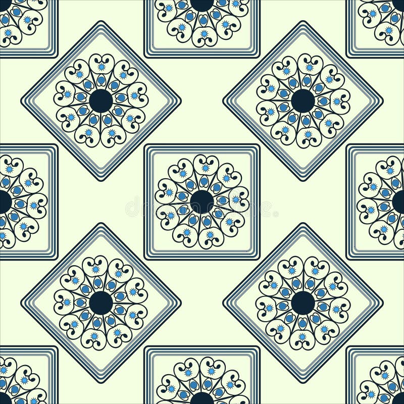 Geometric Seamless Pattern, Green Rhombus and Squares Stock ...