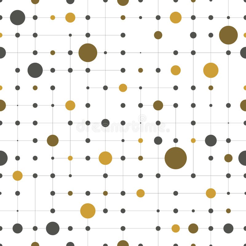 Geometric Seamless Pattern, Grid Texture with Lines and Dots. Vector ...