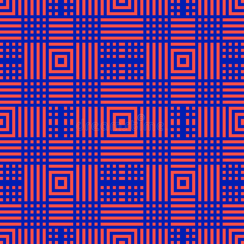 Geometric Seamless Pattern with Lines, Squares, Stripes. Bright Blue ...