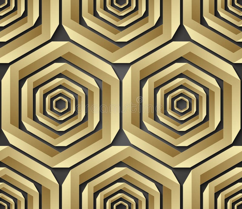 Geometric Seamless Pattern Made of Impossible Shapes Stock Vector - Illustration of gold, linear ...