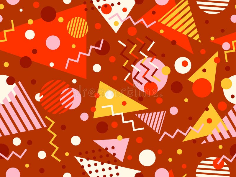 Geometric Seamless Pattern with Memphis Elements in 80s Style. Colorful ...