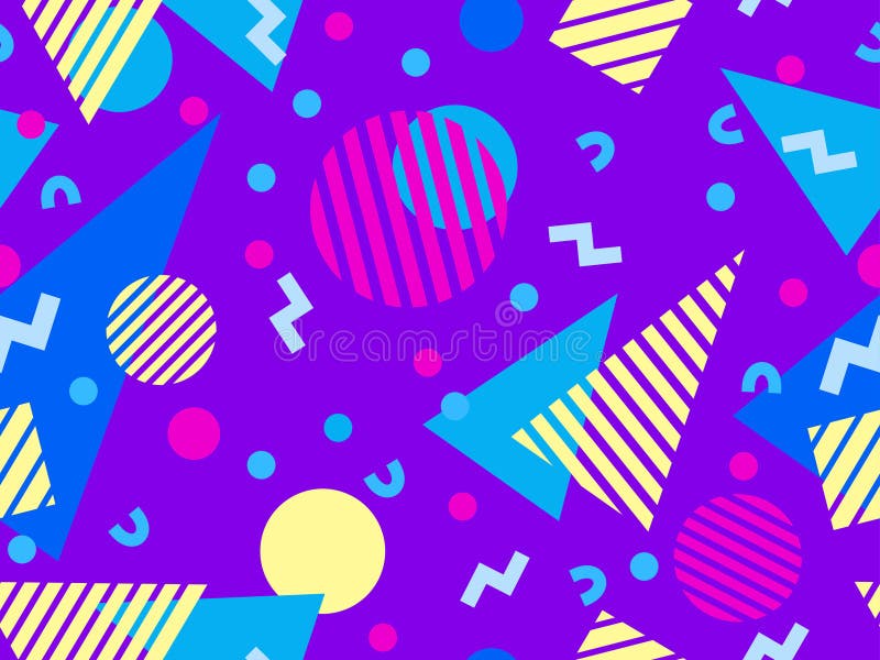 Geometric Seamless Pattern with Memphis Elements in 80s Style. Colorful ...
