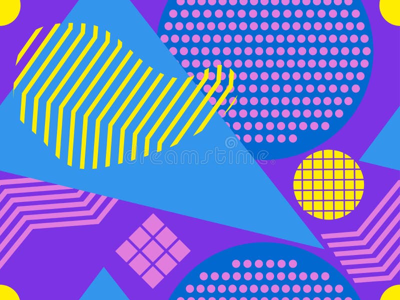 Geometric Seamless Pattern in Memphis and Pop Art Style. Point ...
