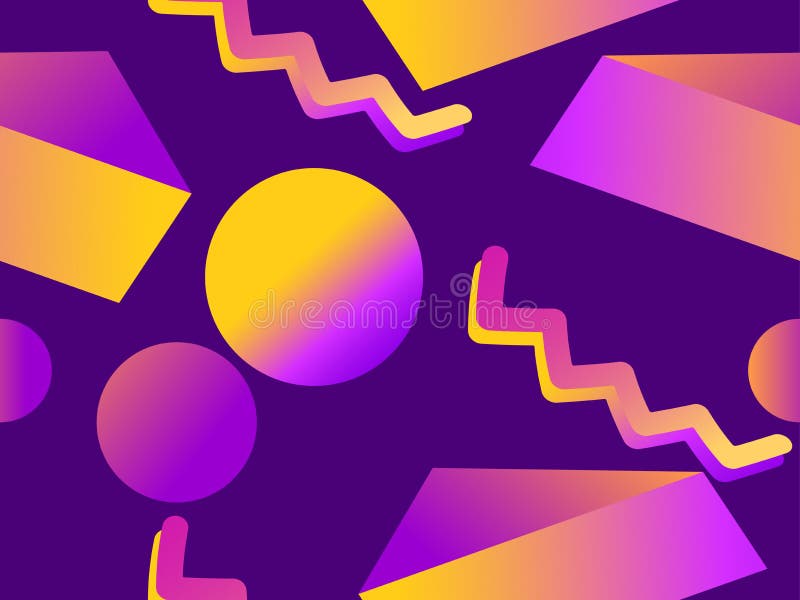 Geometric Seamless Pattern in 80s Memphis Style. Geometric Shapes ...