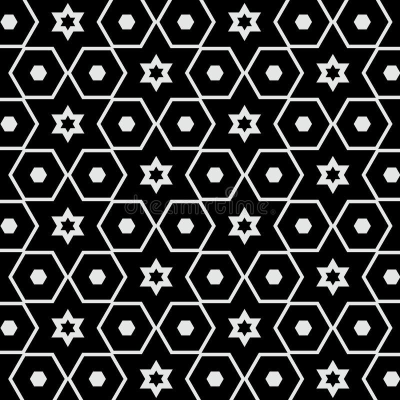 Geometric Seamless Pattern Mosaic Star and Polygon in Black Stock ...