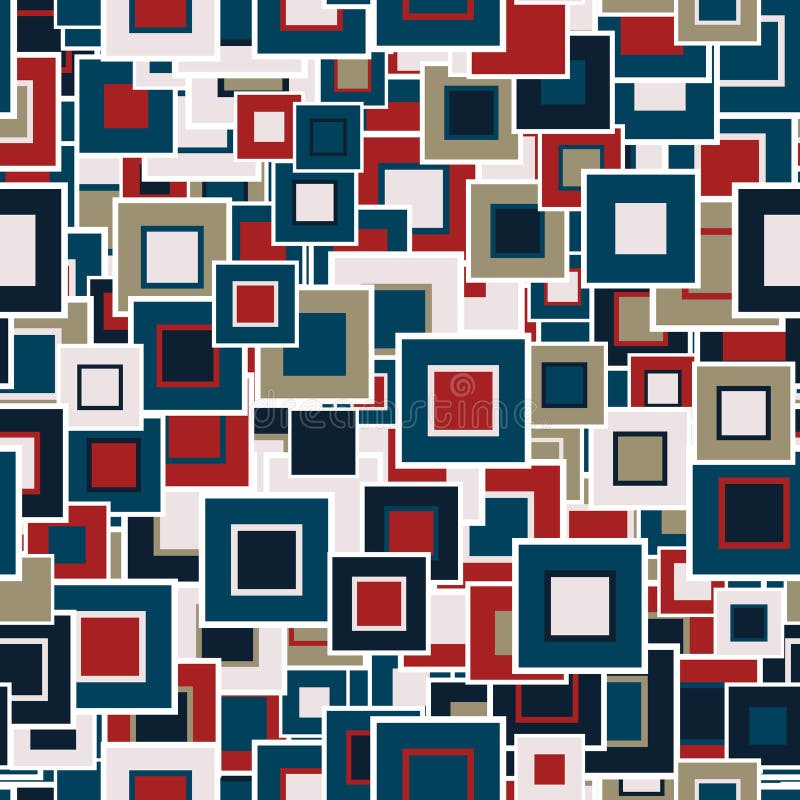Geometric Seamless Pattern. the Multicolored Squares of Different Size ...
