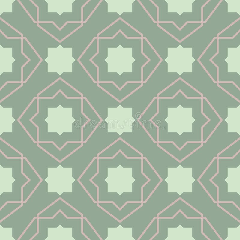 Geometric Seamless Pattern. Olive Green Background with Pale Pink ...