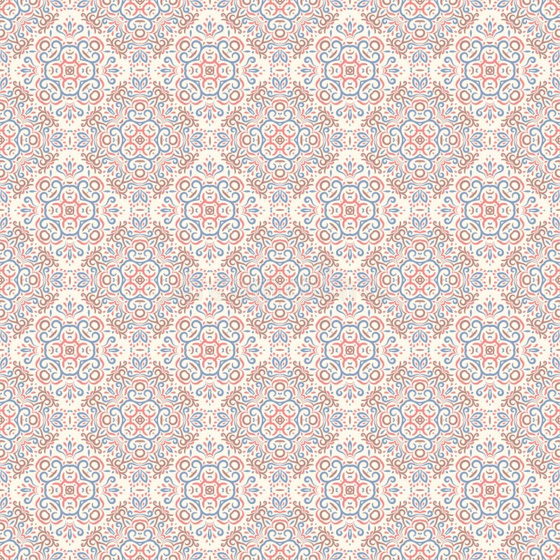 Geometric Seamless Pattern with Oriental Floral and Scroll Elements ...