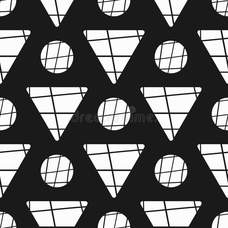 Geometric Seamless Pattern. Repeating Circles and Triangles with Lines ...