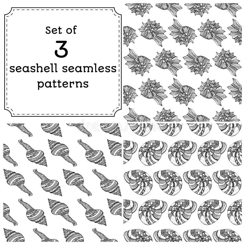 Geometric Seamless Pattern of Seashells Stock Vector - Illustration of ...