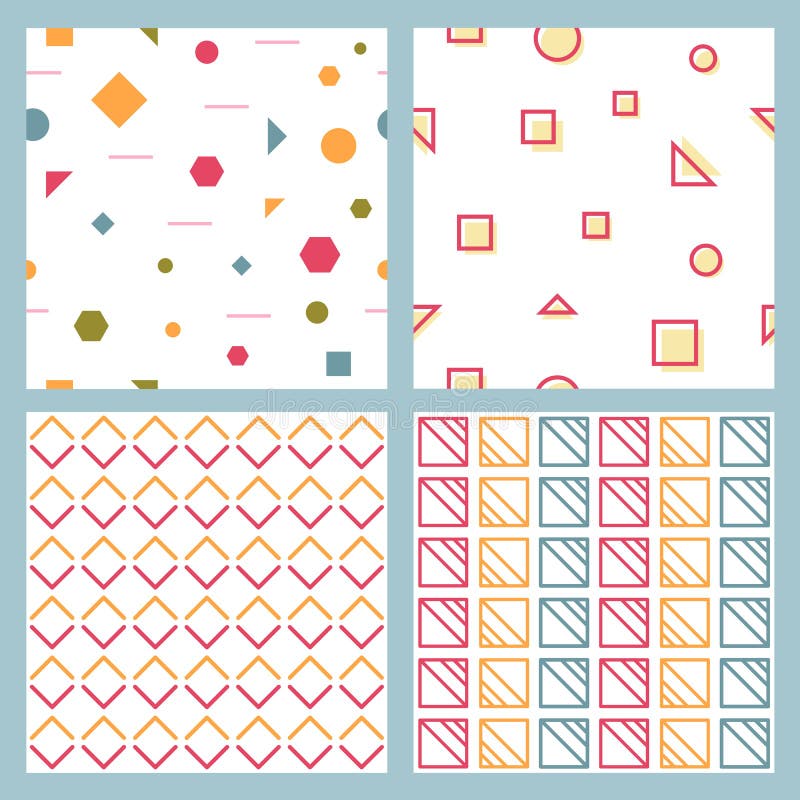 Geometric Seamless Pattern Set with Line Figure Stock Vector ...