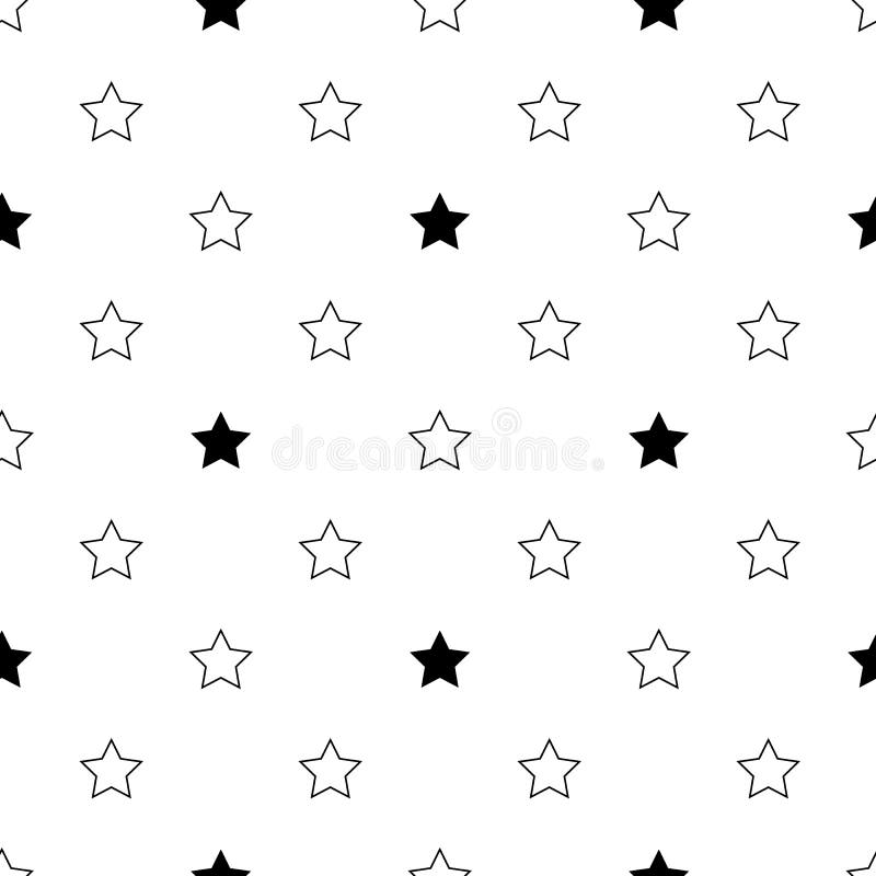 Geometric Seamless Pattern Of Stars On A White Background Vector