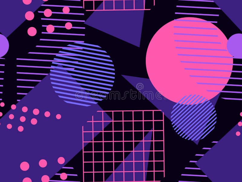 Geometric Seamless Pattern in Style of the 80s. Geometric Shapes ...