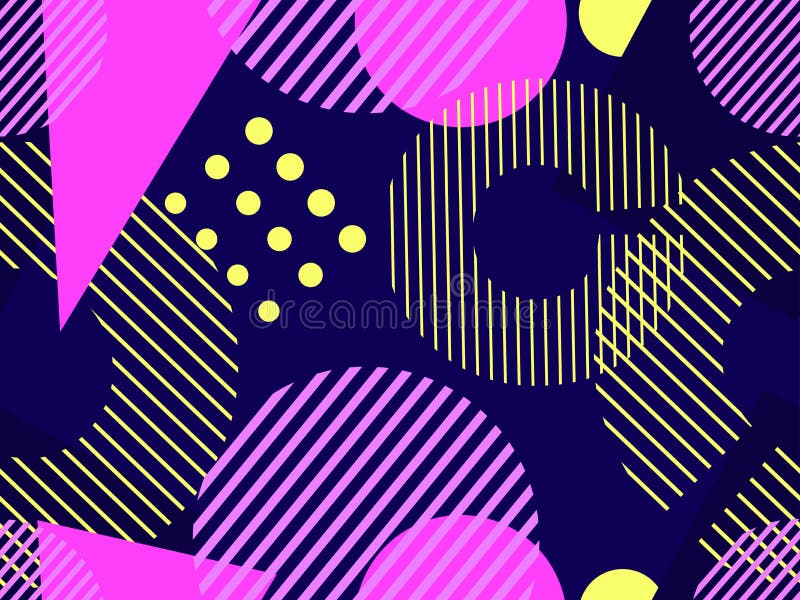 Geometric Seamless Pattern in Style of the 80s. Geometric Shapes ...