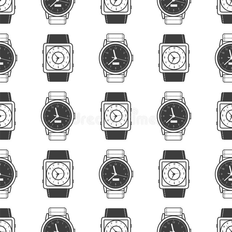 Geometric Seamless Pattern with Watches Stock Vector - Illustration of ...