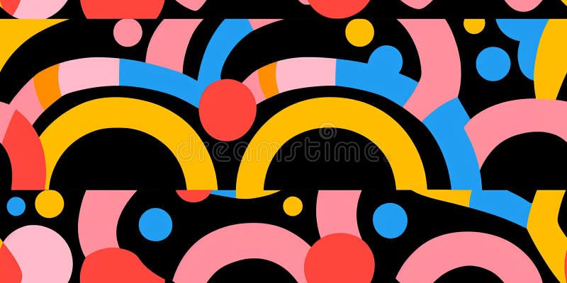 Geometric Seamless Patterns with Arches in Bright Colors. Straight ...