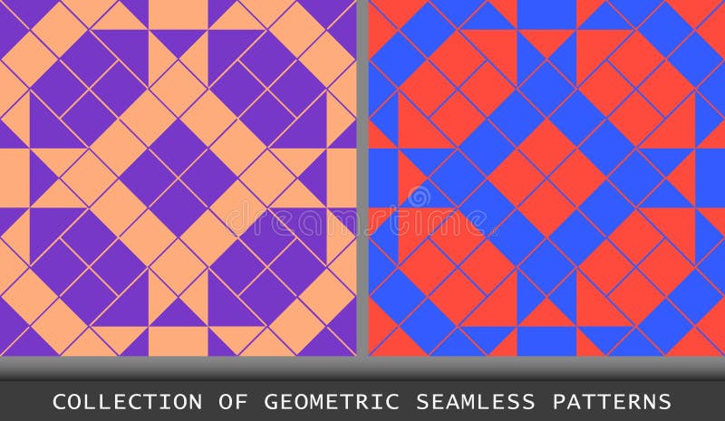 Geometric Seamless Patterns with Diagonal Lines, Tiles Set Collection ...