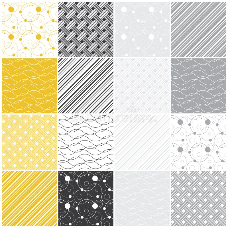 Geometric Seamless Patterns: Dots, Waves, Stripes Stock Vector - Illustration of black, elegant ...
