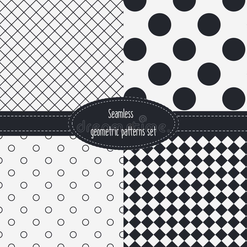 Geometric Seamless Patterns Set. Dark and Light Grey Colors. Black and White Stock Vector ...