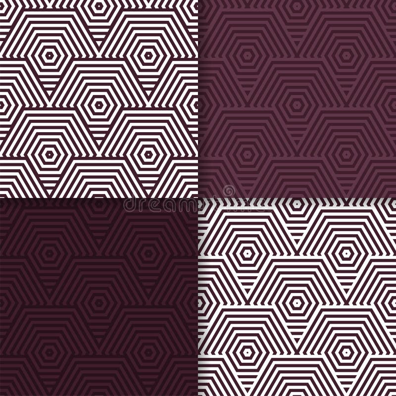 Geometric Set of Maroon Seamless Patterns for Design Stock Vector ...