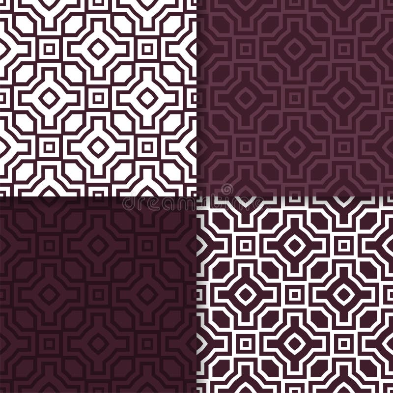 Geometric Set of Maroon Seamless Patterns for Design Stock Vector ...