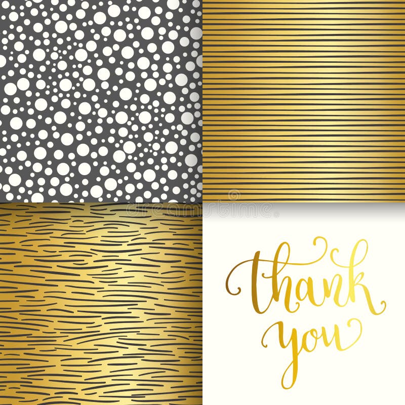 3 Geometric Seamless Patterns Set. Thank You Hand Stock Vector ...