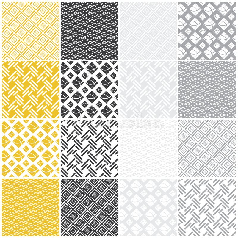 Geometric Seamless Patterns: Squares, Lines, Waves Stock Vector ...