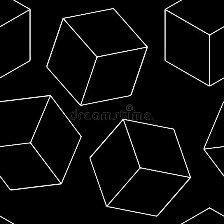 Geometric Seamless Simple Monochrome Minimalistic Pattern of Cube ...
