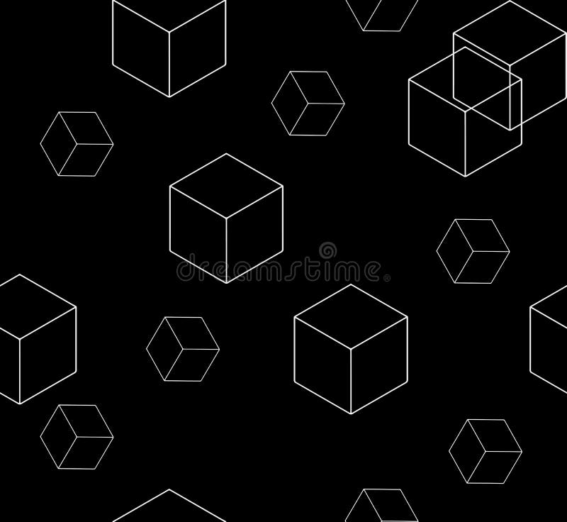 Geometric Seamless Simple Monochrome Minimalistic Pattern of Cube ...