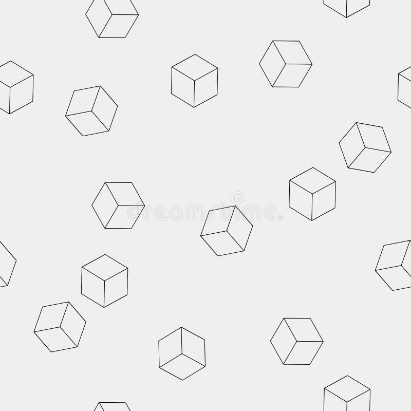 Geometric Seamless Simple Monochrome Minimalistic Pattern of Cube ...