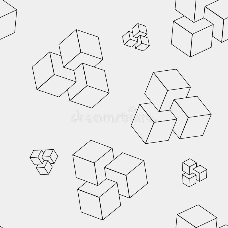 Geometric Seamless Simple Monochrome Minimalistic Pattern of Cube ...