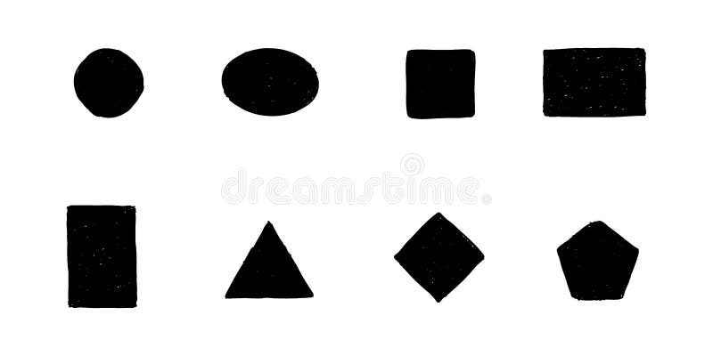 Geometric Shaded Shapes. Hand Drawn Decorative Black Frames and Copy ...