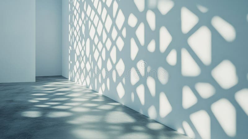 Geometric Shadows Cast by Lattice Screen on White Wall, Minimal and ...