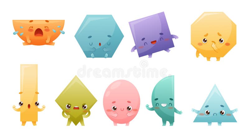 Geometric Shape Character with Different Face Expression and Emotion ...