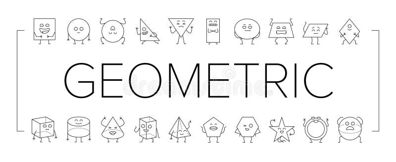 Hexagon Geometric Shape Character Line Icon Vector Illustration Stock ...