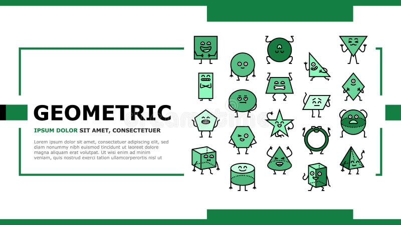 Geometric Shape Character Landing Header Vector Stock Illustration ...