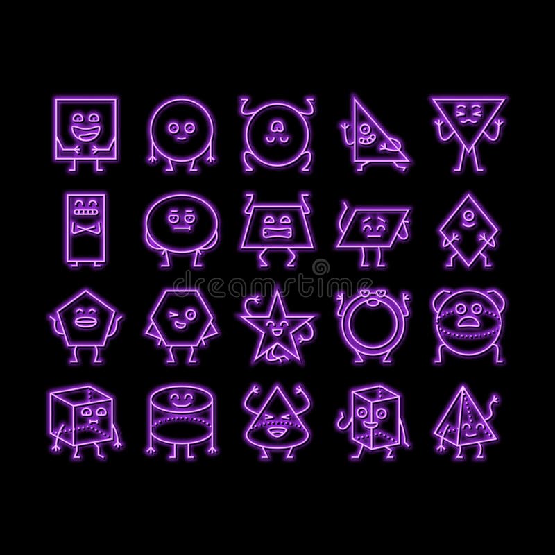Geometric Shape Character Neon Glow Icon Illustration Stock Vector ...