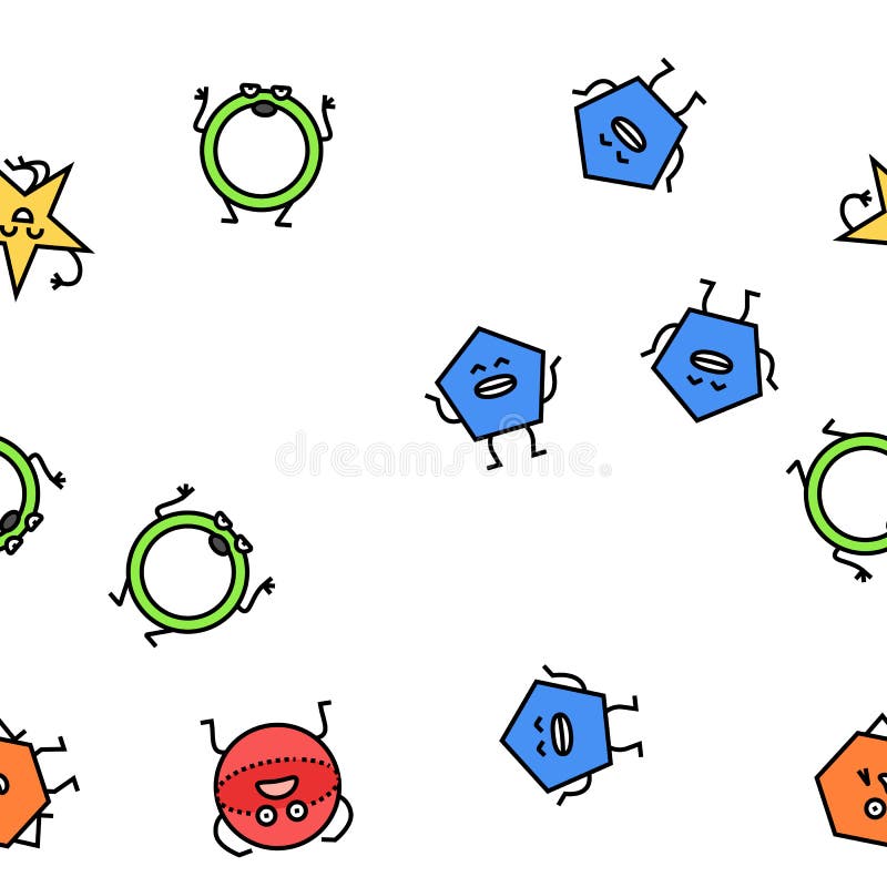 Geometric Shape Character Vector Seamless Pattern Stock Illustration ...