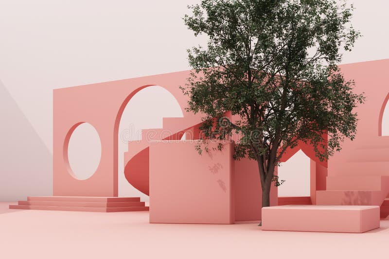 Geometric Shape Composition with Stair and Arch Stock Illustration ...